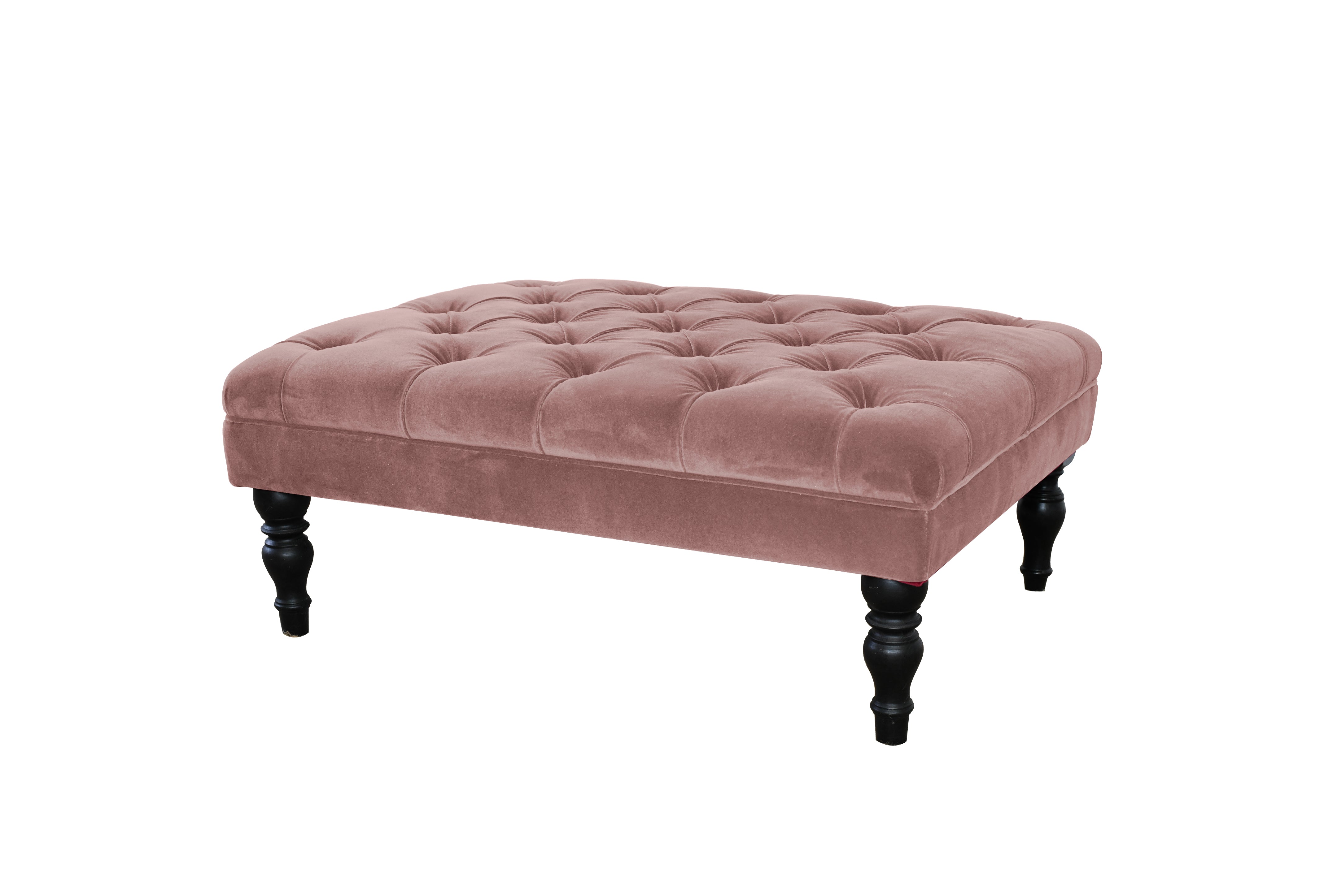 Lydia Button Bench Footstool Manolo Dusky Pink – SofaSofa
