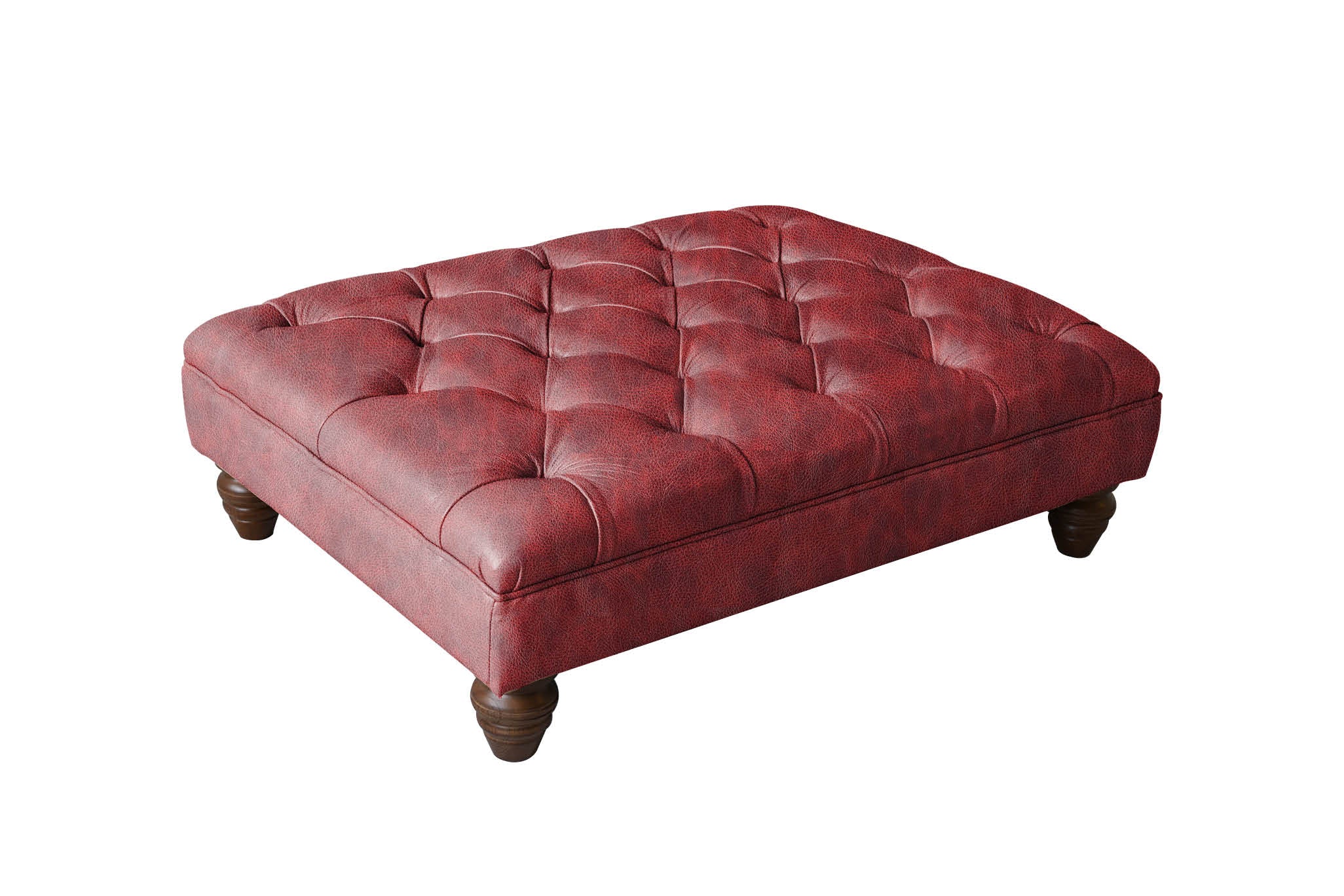Cambridge Large Button Bench Footstool Vintage Oxblood – SofaSofa
