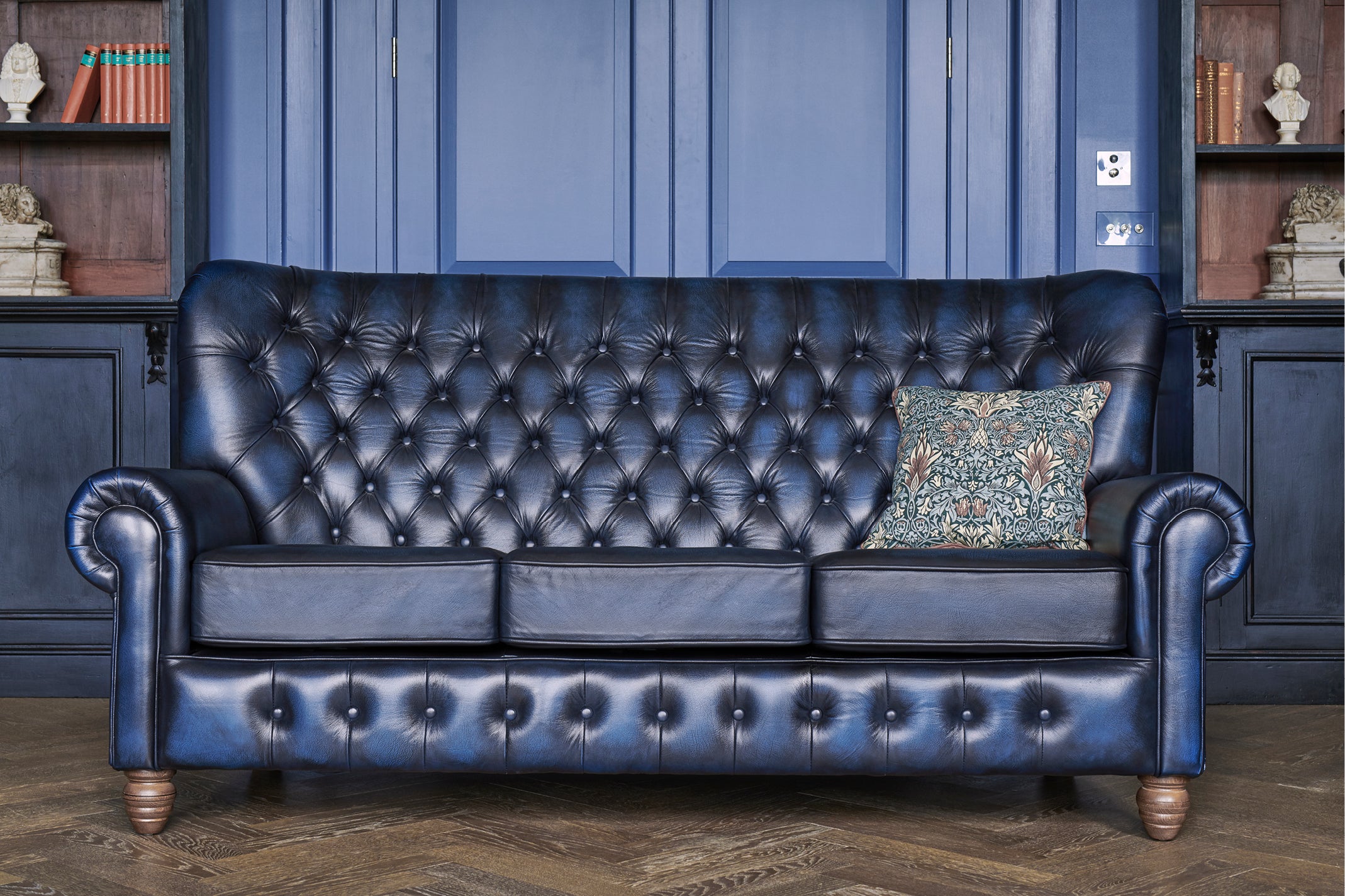 Monk 3 Seater Sofa Antique Blue – SofaSofa