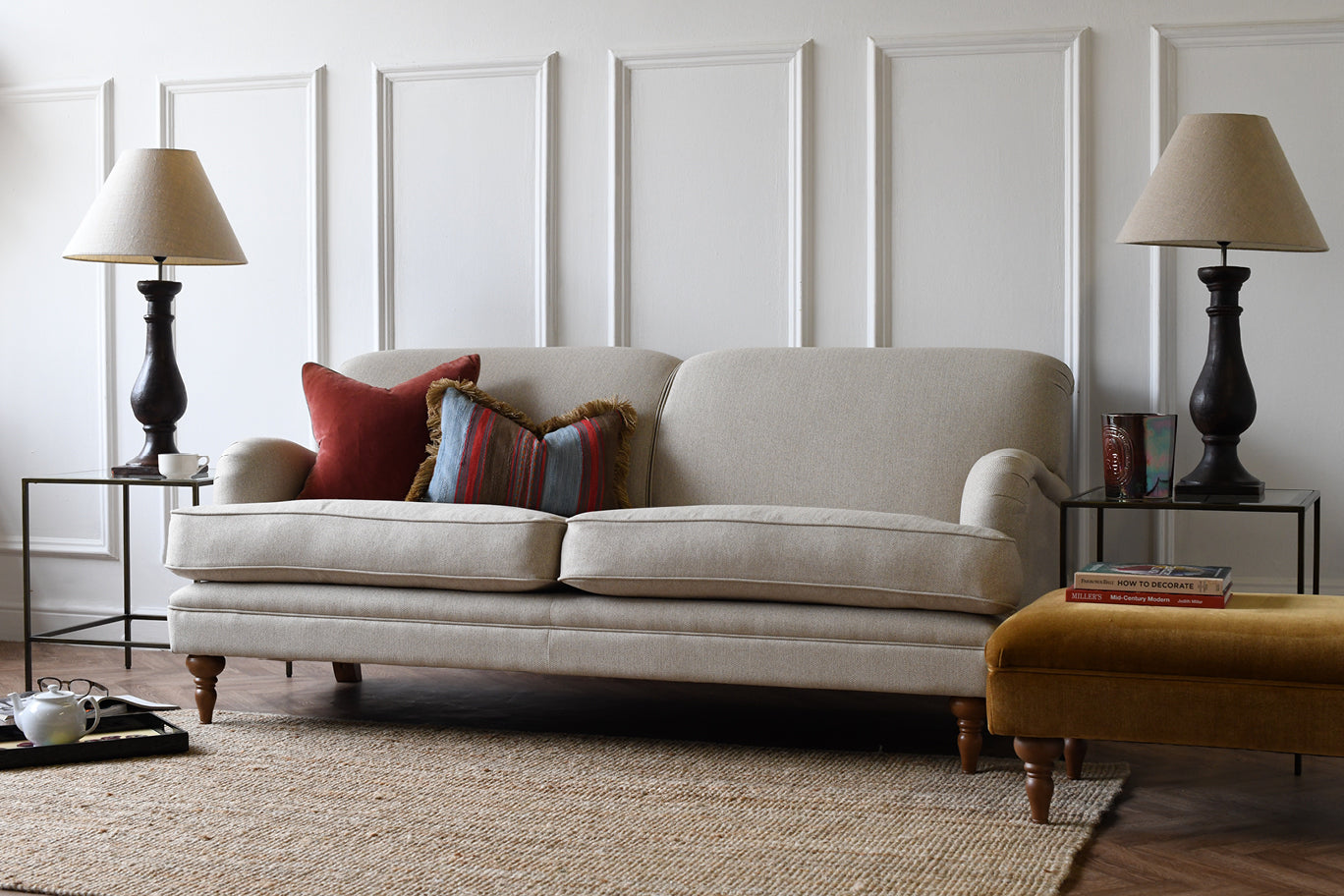 Jasper 3 Seater Sofa Heather Herringbone Flax – SofaSofa