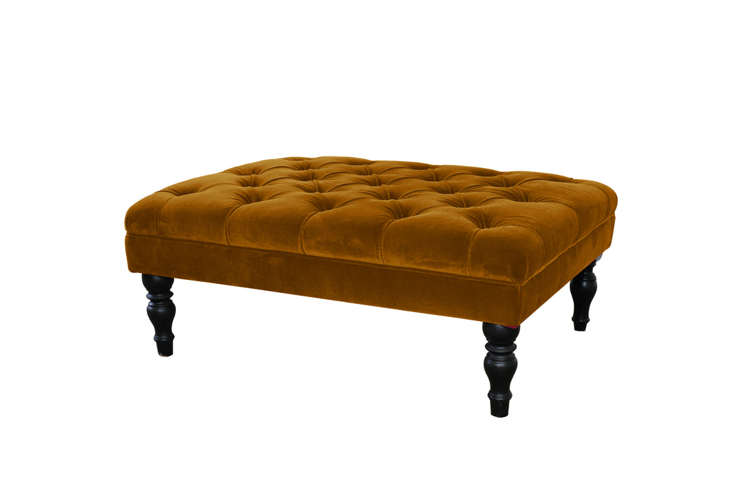 Morgan Large Button Bench Footstool Manolo Cinnamon – SofaSofa